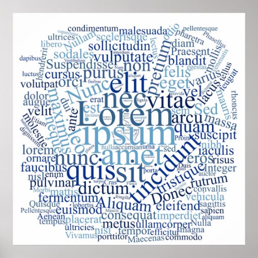 Lorem Ipsum Word Cloud - Blue version Poster | Zazzle