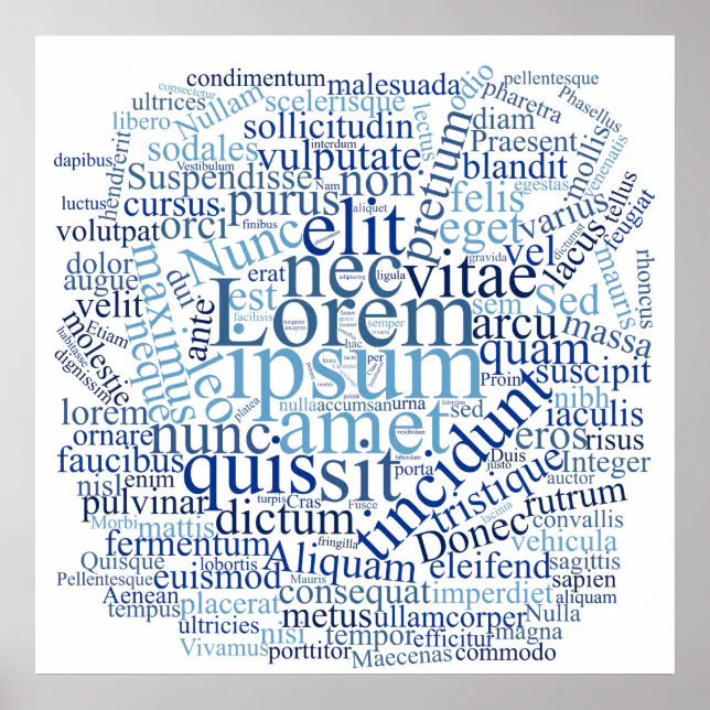 Lorem Ipsum Word Cloud - Blue version Poster | Zazzle