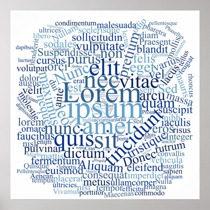 Lorem Ipsum Word Cloud - Blue version Poster | Zazzle.com
