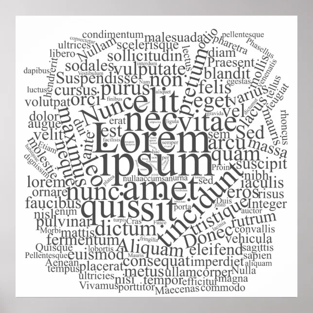 Lorem Ipsum Word Cloud - Gray version Poster | Zazzle