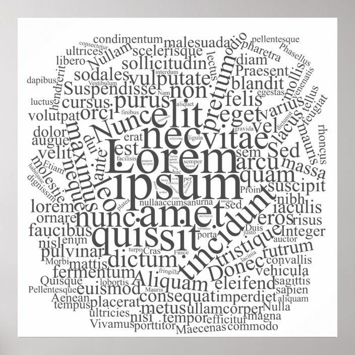 Lorem Ipsum Word Cloud - Gray version Poster | Zazzle