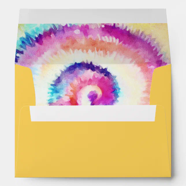 LORI Retro 70's Groovy Tie Dye Hippie Yellow Envelope | Zazzle
