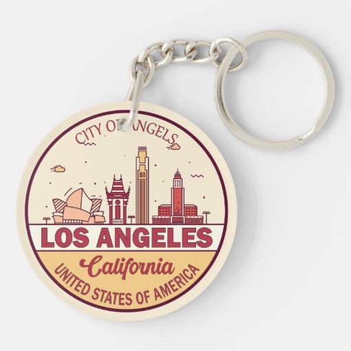 Los Angeles California City Skyline Emblem Keychain | Zazzle
