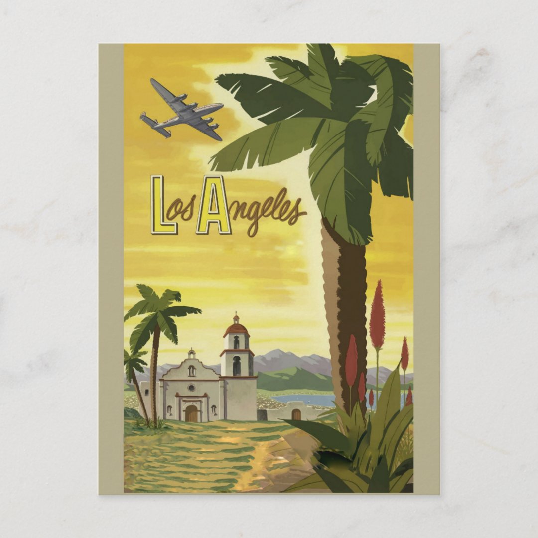 Los Angeles California Retro Vintage Travel Poster Postcard | Zazzle