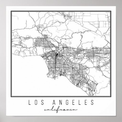 Los Angeles California Street Map Poster | Zazzle