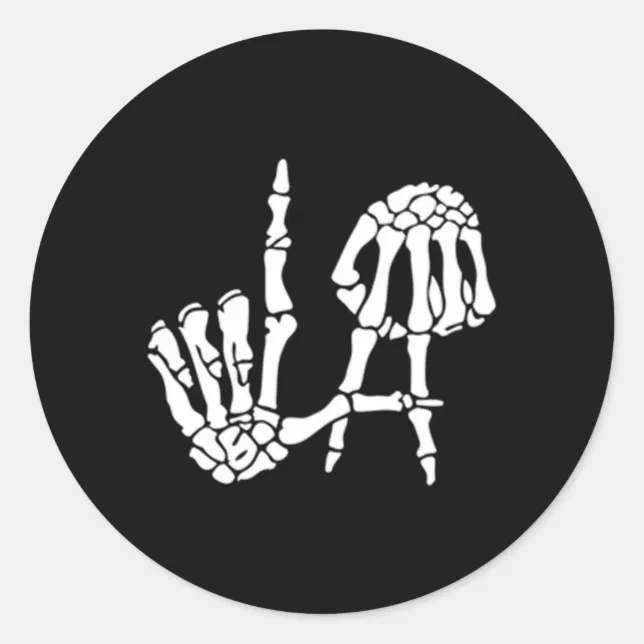 Los Angeles Hand Sign Skeleton Classic Round Sticker | Zazzle