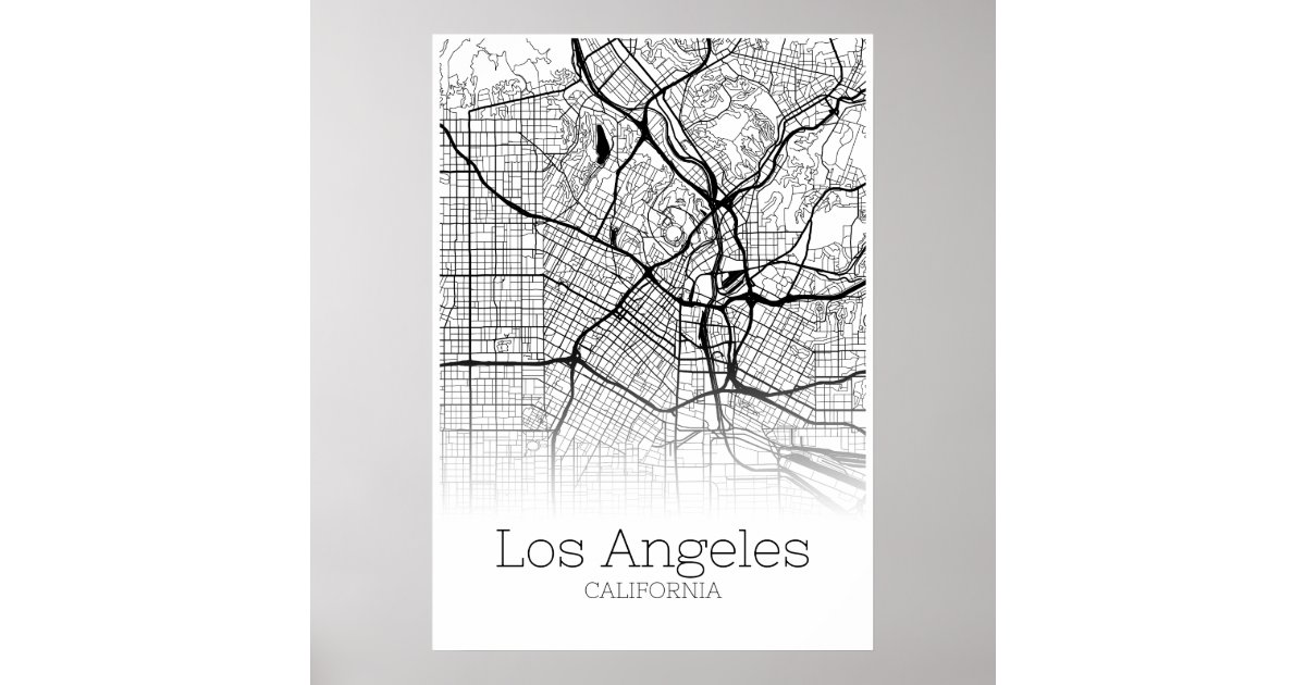 Los Angeles Map - California CA - City Map Poster | Zazzle