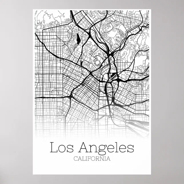 Los Angeles Map - California CA - City Map Poster | Zazzle