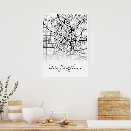 Los Angeles Map - California CA - City Map Poster | Zazzle