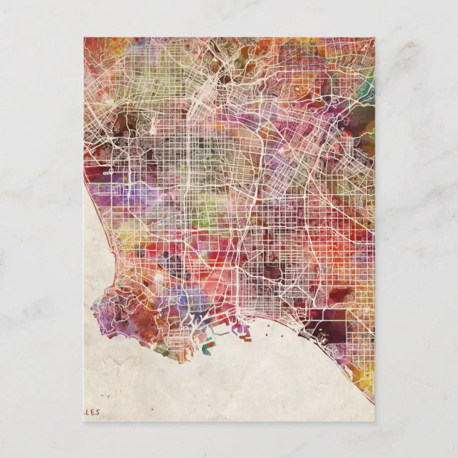 Los Angeles map Postcard | Zazzle