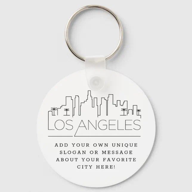 Los Angeles Stylized Skyline | Custom Slogan Keychain | Zazzle