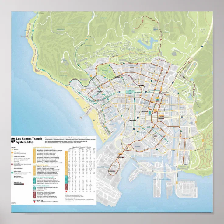 Los Santos Bus Map Poster | Zazzle