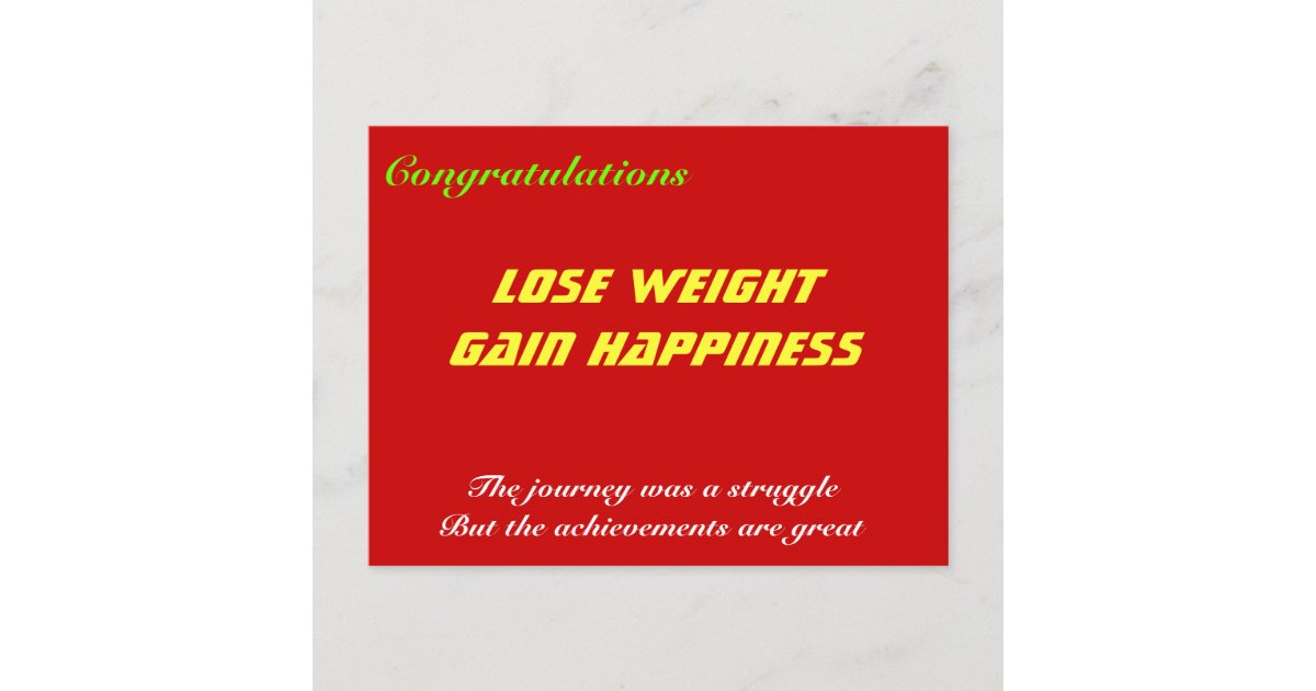 lose weight gain happiness postcard | Zazzle