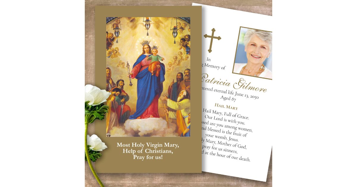 Loss Mary Help of Christians Prayer Sympathy Cards | Zazzle