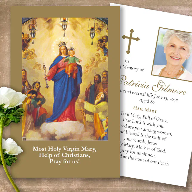 Loss Mary Help of Christians Prayer Sympathy Cards | Zazzle