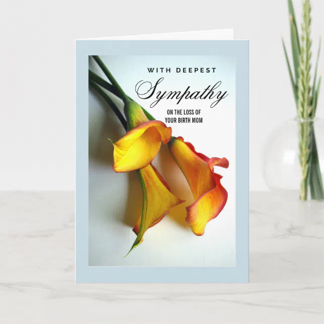 Loss of Birth Mom Sympathy Calla Lilies Card | Zazzle