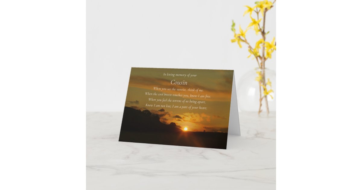 Loss of Cousin Sympathy Condolences Card | Zazzle