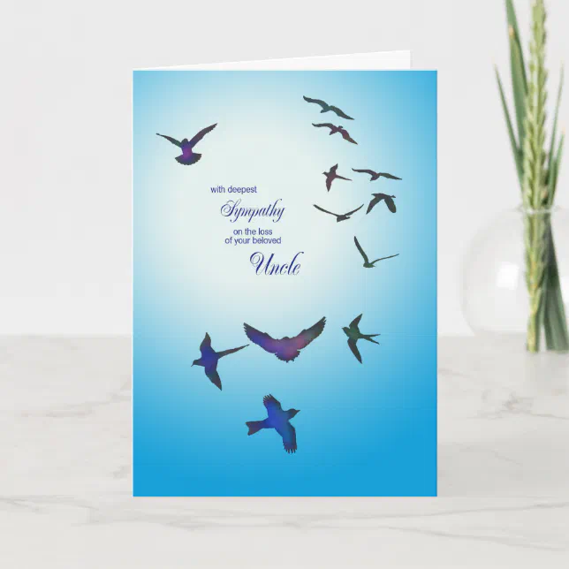 Loss of uncle, sympathy card, flying birds card | Zazzle