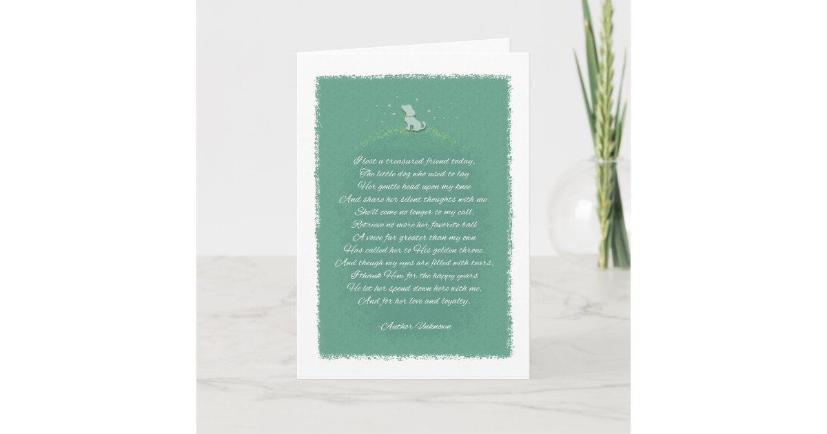 Lost A Treasured Friend - Female Dog - Poem Card | Zazzle