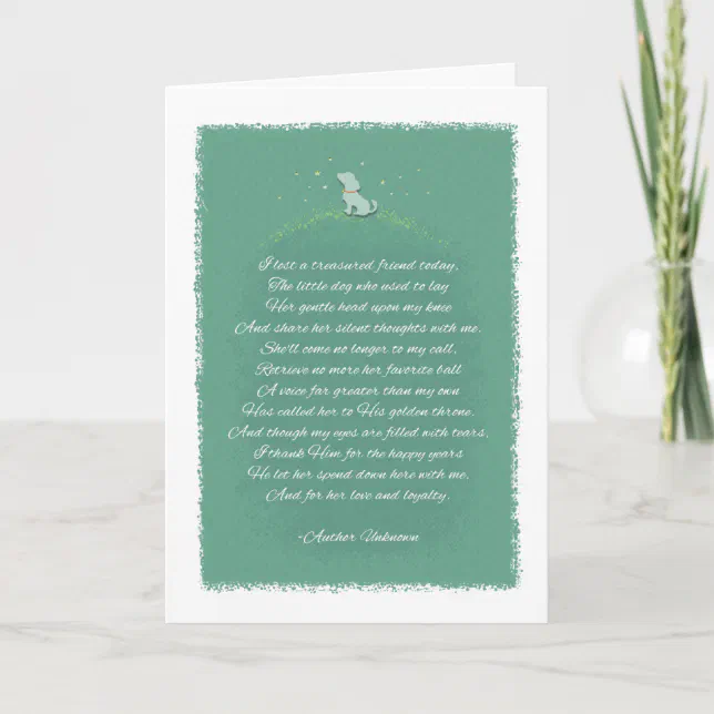 Lost A Treasured Friend - Female Dog - Poem Card | Zazzle
