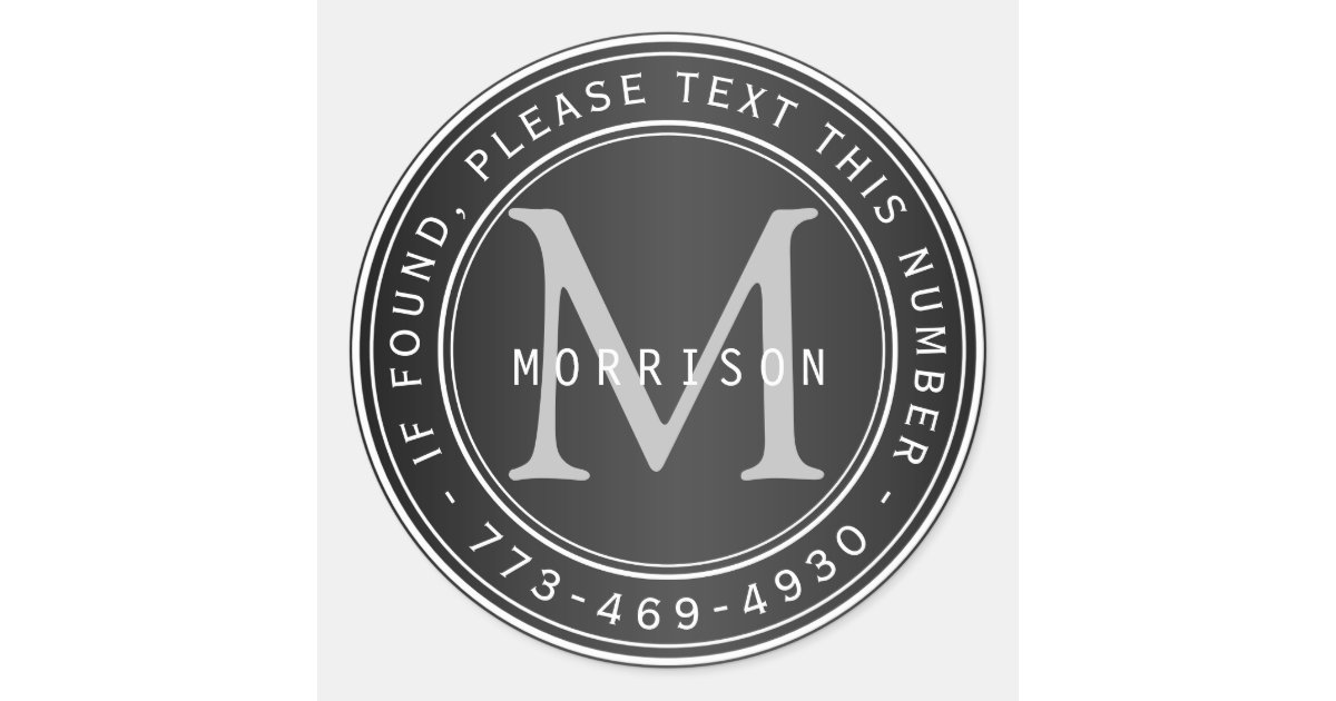 Lost and Found Monogram in Black Classic Round Sticker | Zazzle