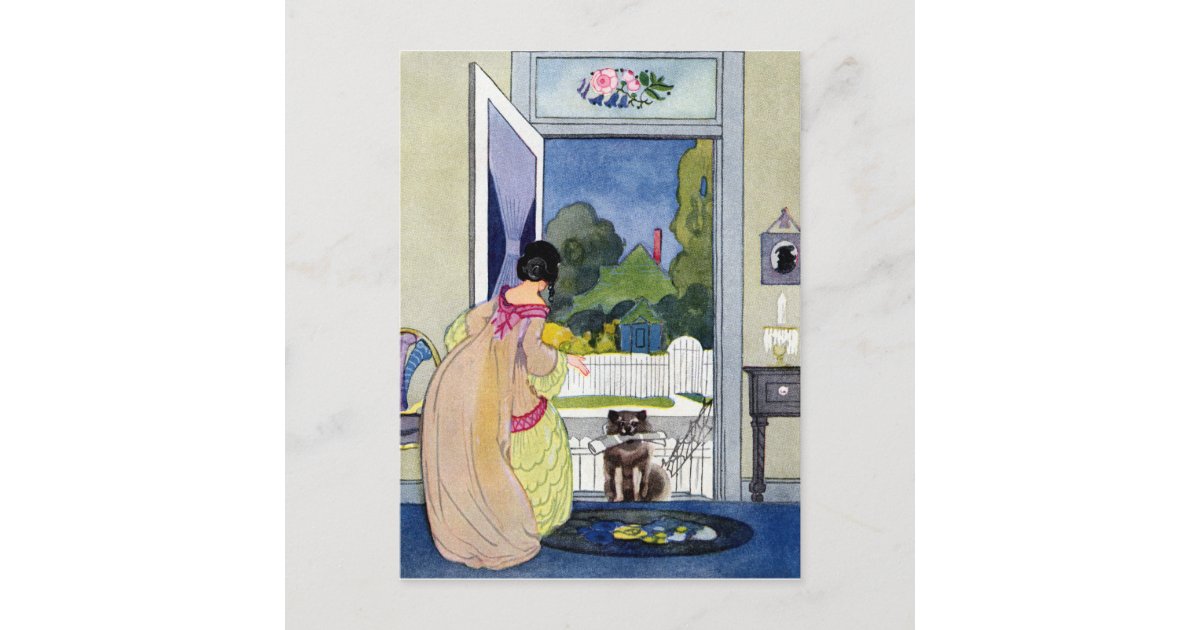Lost Dog Returns Home with Newspaper in Mouth Postcard | Zazzle