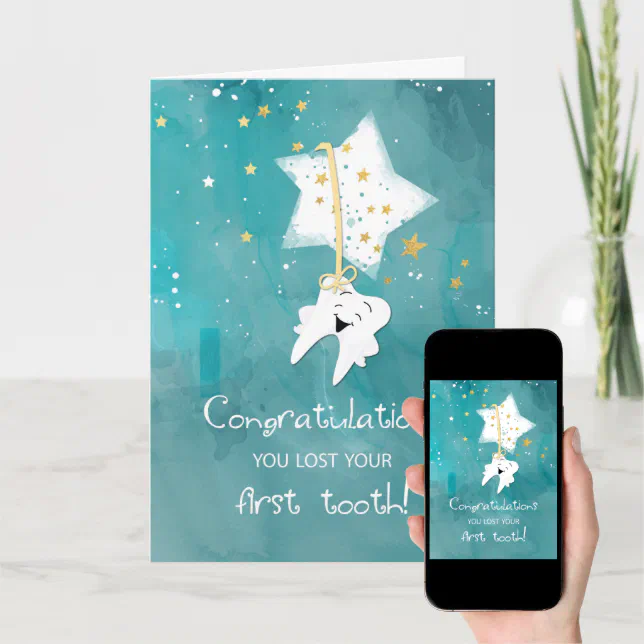 Lost First Tooth Congratulations Stars Card | Zazzle