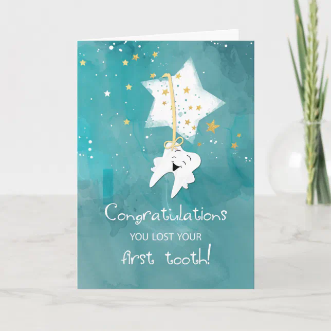 Lost First Tooth Congratulations Stars Card | Zazzle