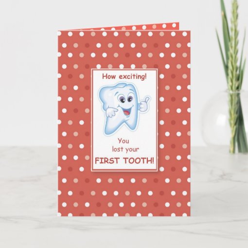 Lost First Tooth Red Polka Dots Congratulations Card | Zazzle