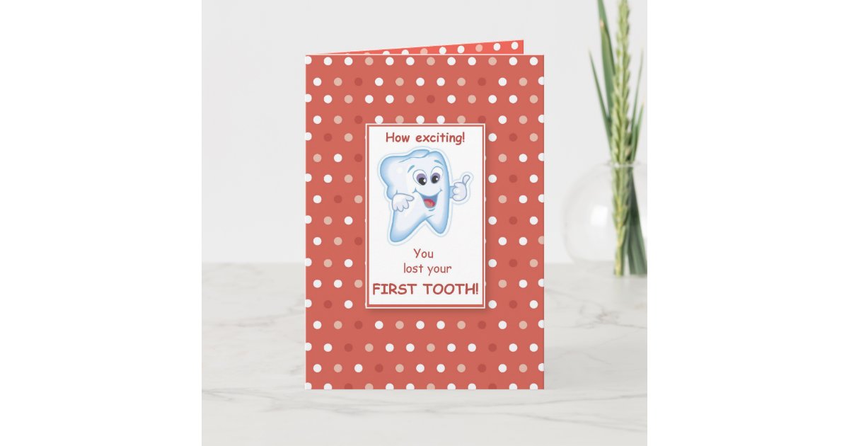 Lost First Tooth Red Polka Dots Congratulations Card | Zazzle