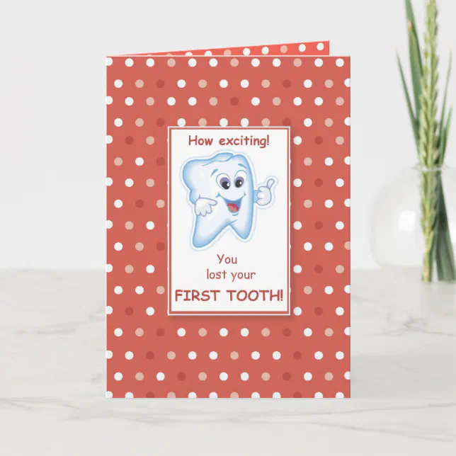 Lost First Tooth Red Polka Dots Congratulations Card | Zazzle