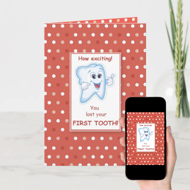 Lost First Tooth Red Polka Dots Congratulations Card | Zazzle