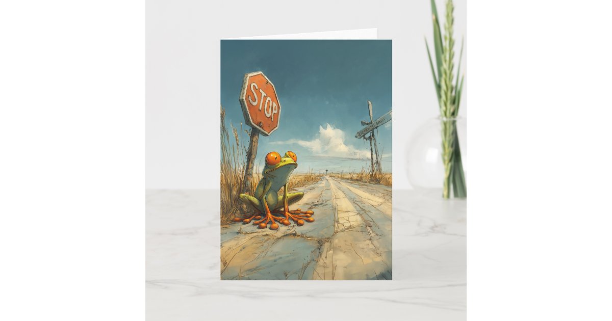 Lost Frog at Crossroads Card | Zazzle