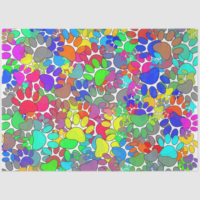 Lots Of Dog Paw Prints All Over Tissue Paper | Zazzle
