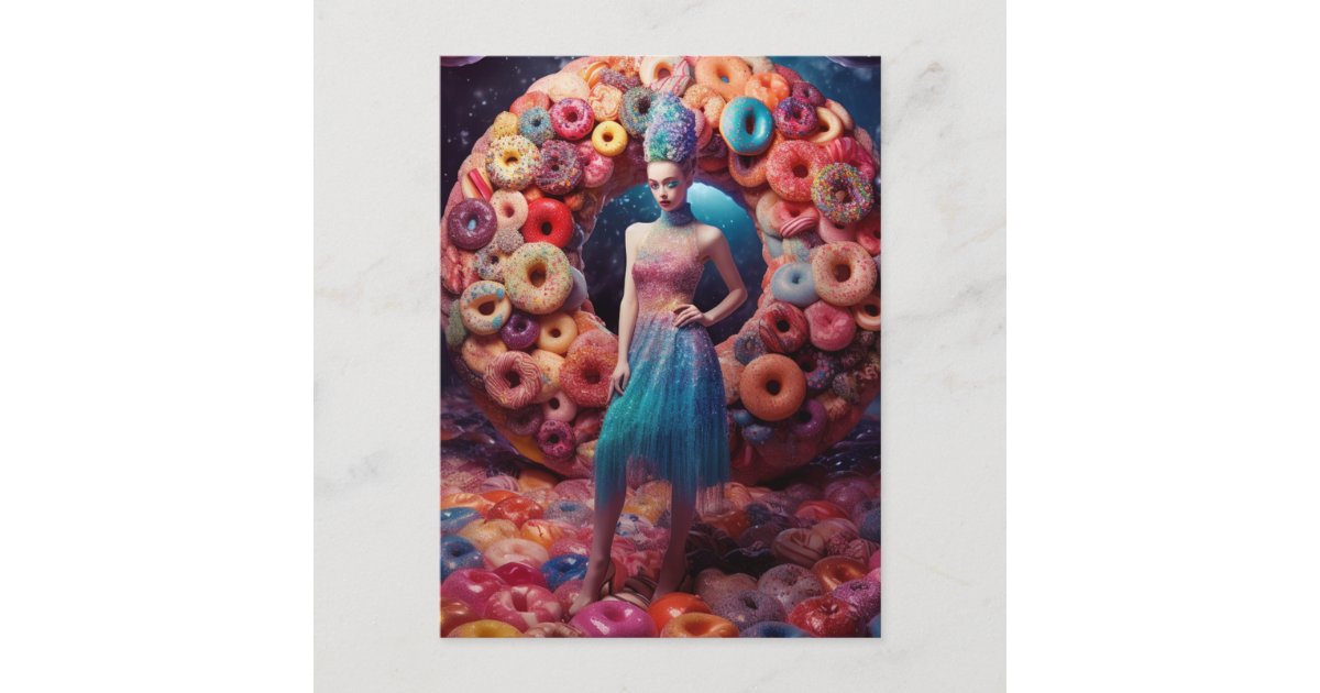 Lots of Donuts Fashion Model Postcard | Zazzle