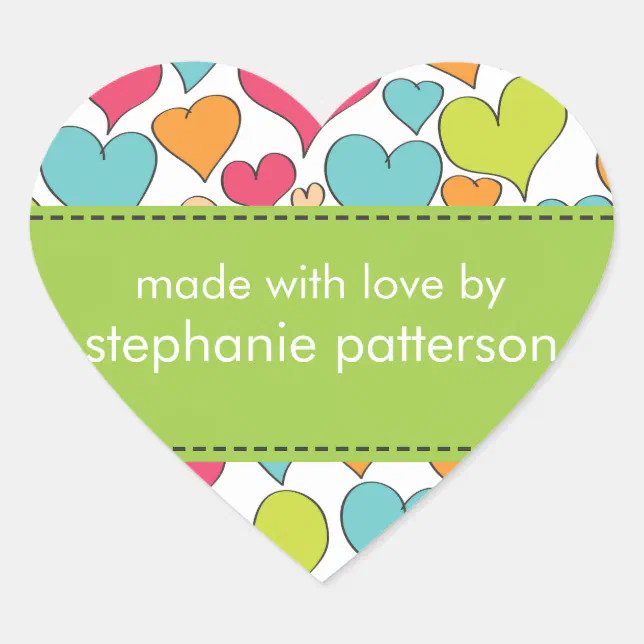 Lots of Hearts Made with Love By Sticker | Zazzle
