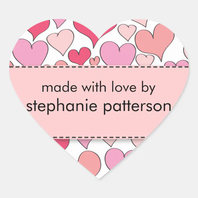Lots of Hearts Made with Love By Sticker | Zazzle