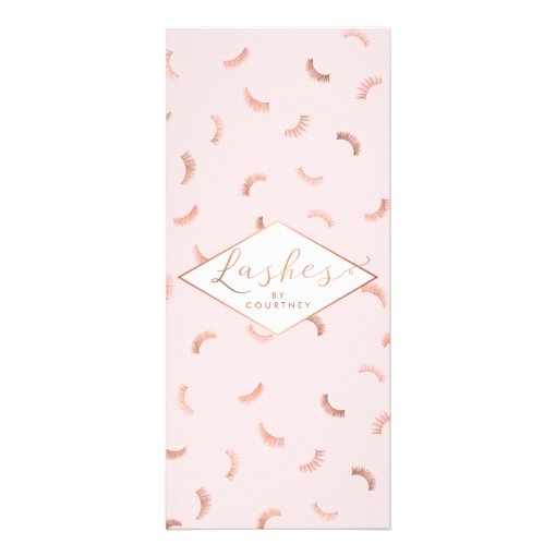 Lots of Lashes Pattern Lash Salon Pink/Rose Gold Rack Card | Zazzle