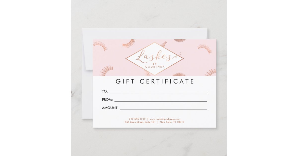 Lots of Lashes Pattern Pink/Rose Gold Gift Card | Zazzle
