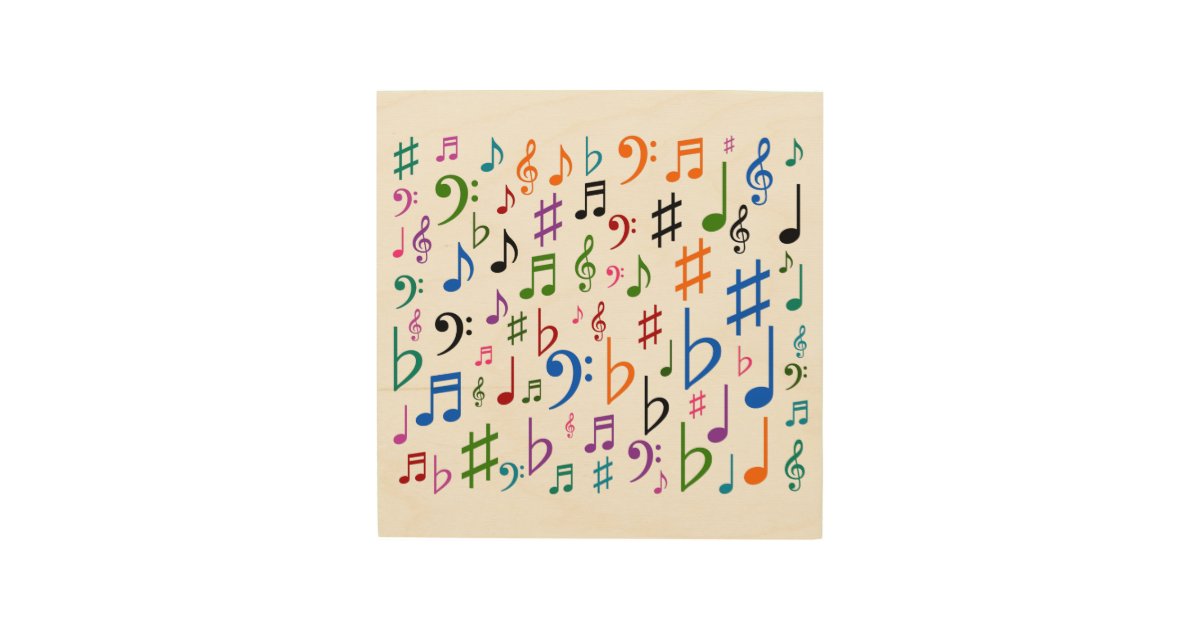 Lots of Musical Notes and Symbols Wood Wall Art | Zazzle