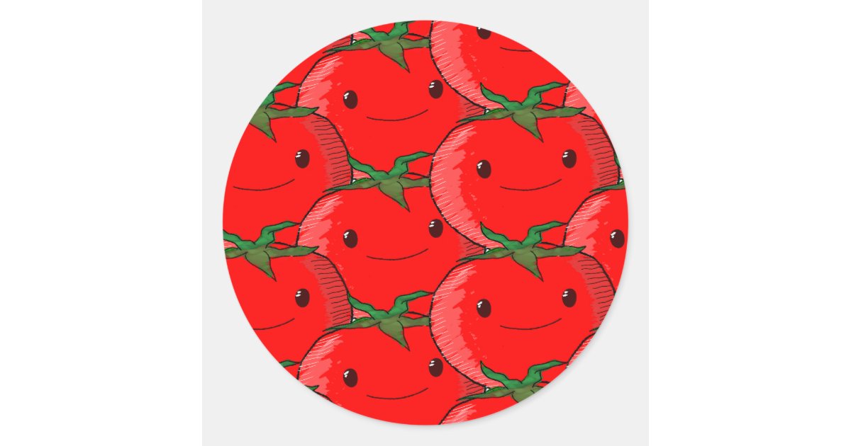 Lots of Tomato Cute Pattern Drawing Classic Round Sticker | Zazzle