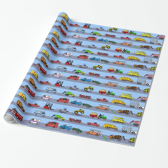 Lots of Trucks Fun Kids Gift Wrapping Paper | Zazzle.com