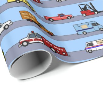 Lots of Trucks Fun Kids Gift Wrapping Paper | Zazzle