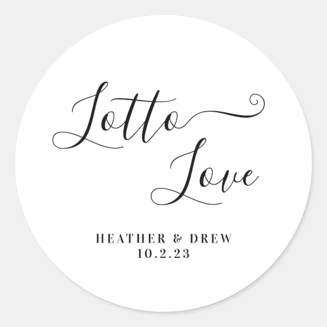 Lotto Love Lottery Scratcher Wedding Favor Classic Round Sticker | Zazzle