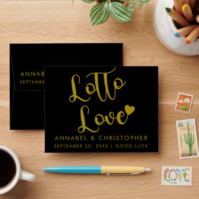 Lotto Love Lottery Ticket Minimalist Wedding favor Envelope | Zazzle