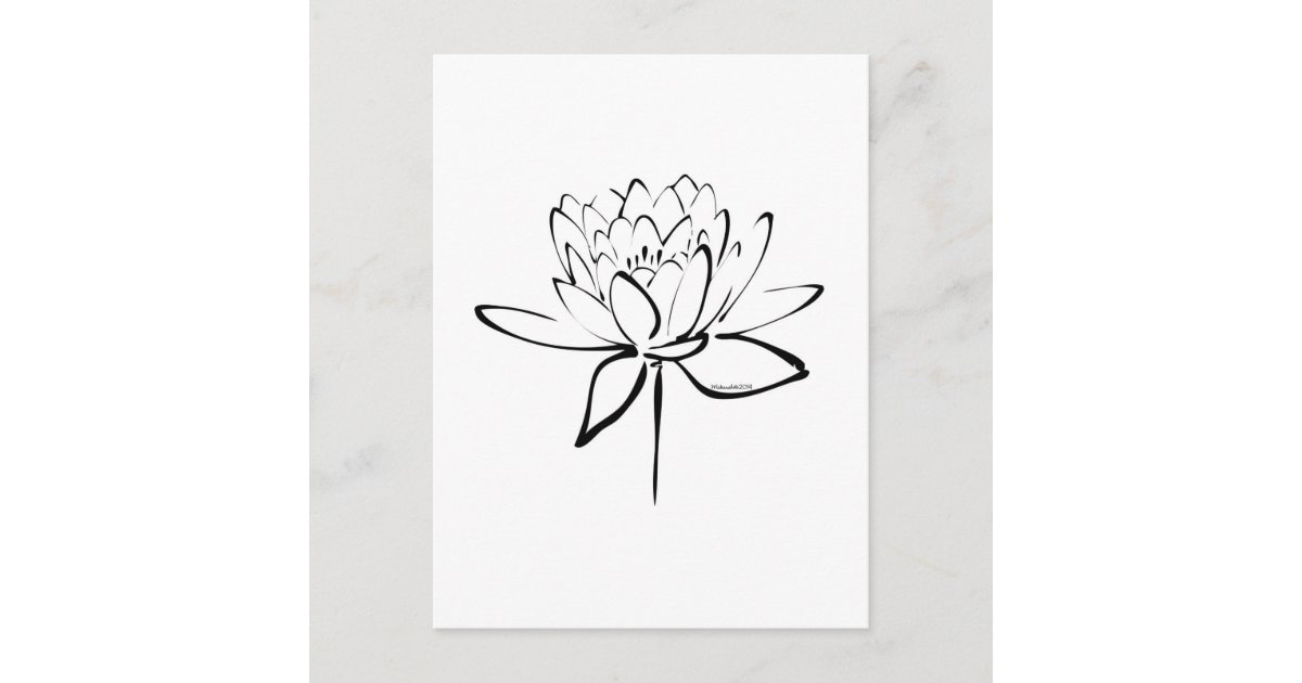 Lotus Calligraphy (Black) Postcard | Zazzle