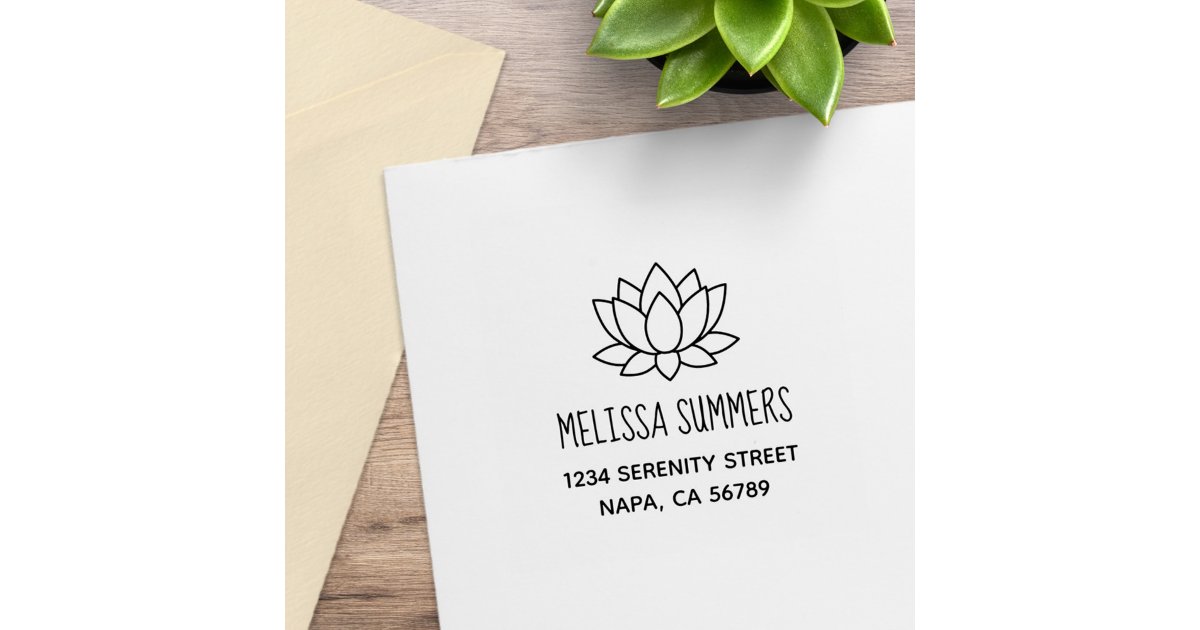 Lotus Flower Address Rubber Stamp | Zazzle