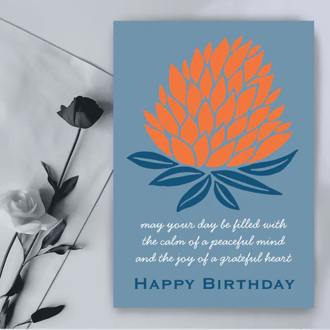 Lotus Flower Inspirational Mindful Happy Birthday Card | Zazzle