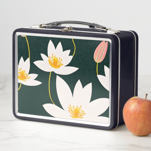 Lotus Flower Lunch Box, Makeup Storage Metal Lunch Box | Zazzle