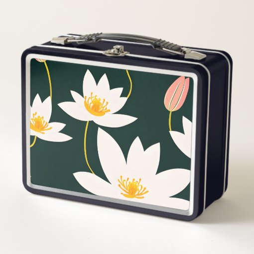 Lotus Flower Lunch Box, Makeup Storage Metal Lunch Box | Zazzle